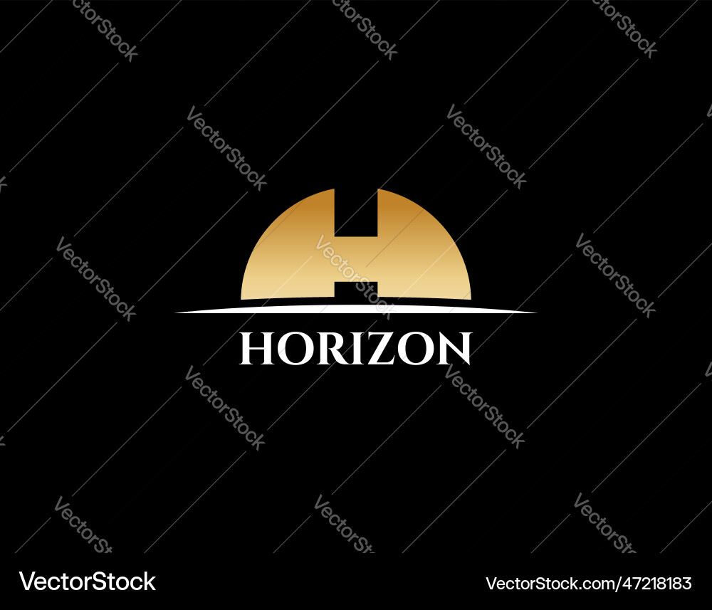 Simple gold letter h horizon logo design template Vector Image