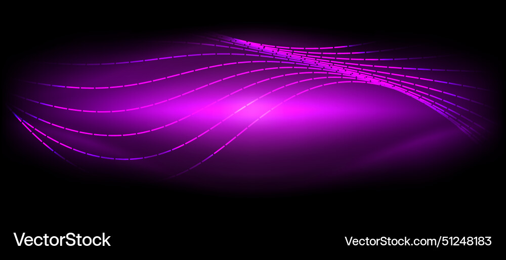 Violet wave with an illuminating light on black Vector Image