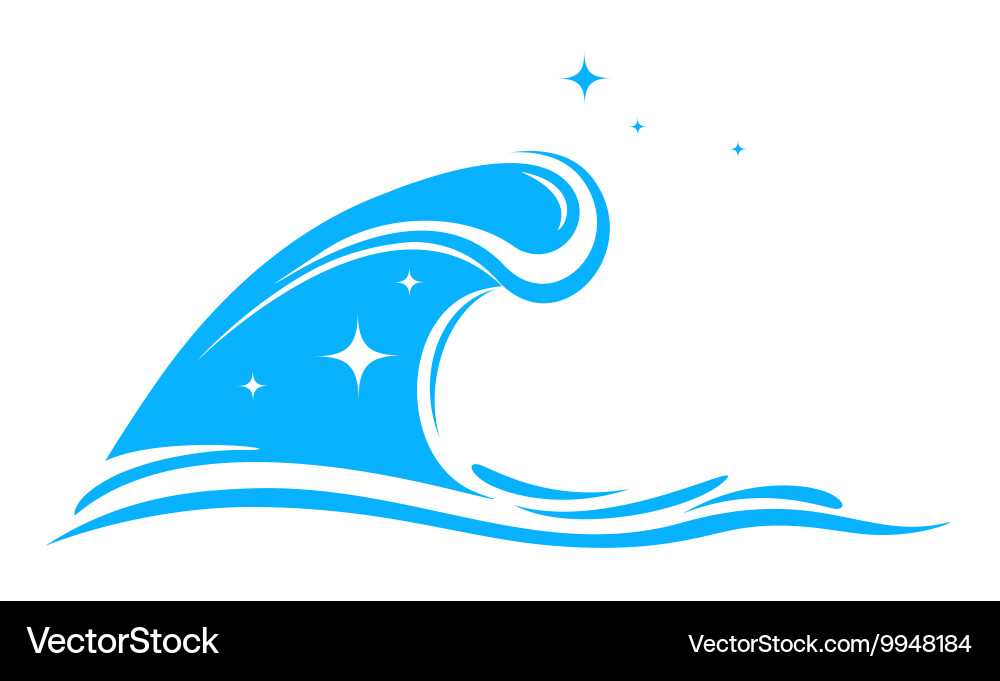 Blue big wave Royalty Free Vector Image - VectorStock