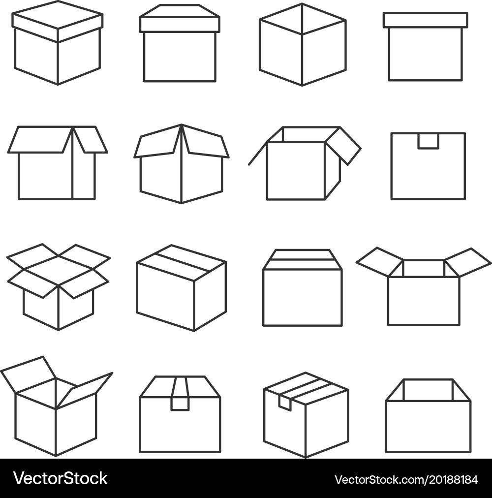 Carton boxes icon set Royalty Free Vector Image