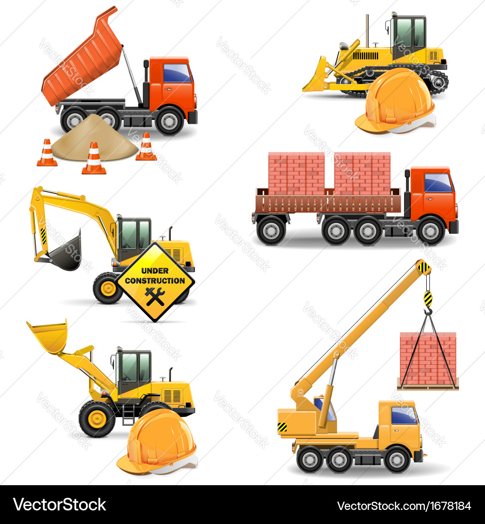Construction machines set 4 Royalty Free Vector Image