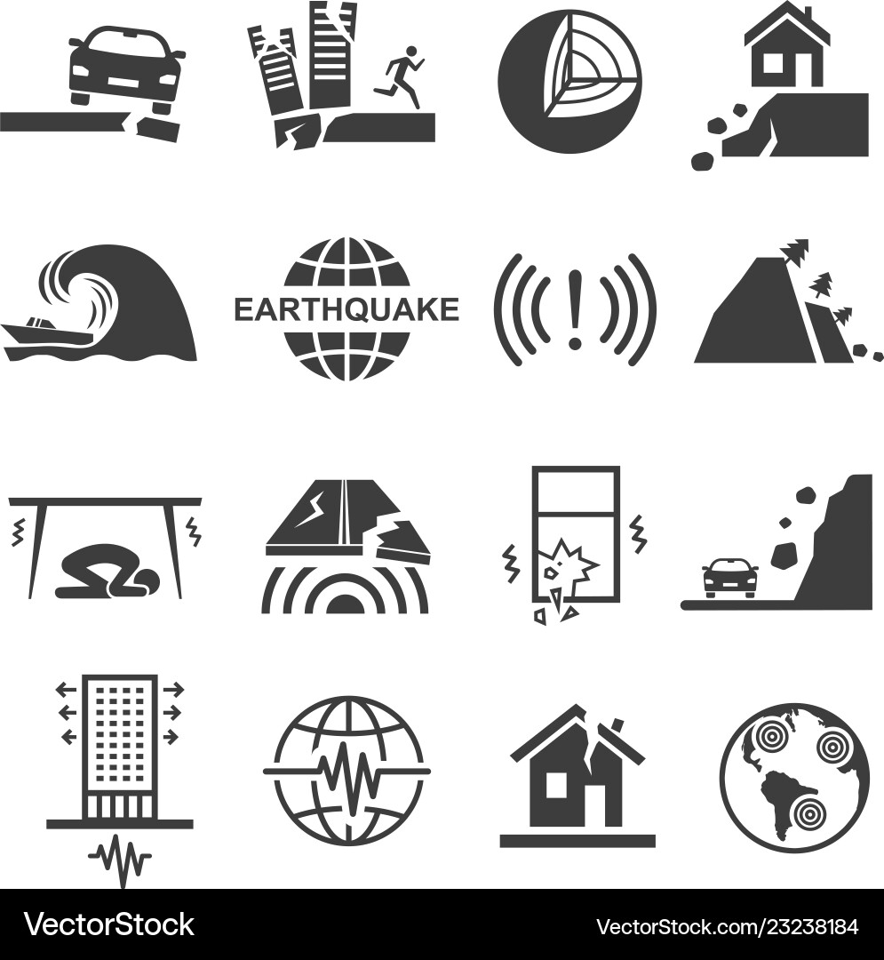 Earthquake Disaster Icon Set Royalty Free Vector Image