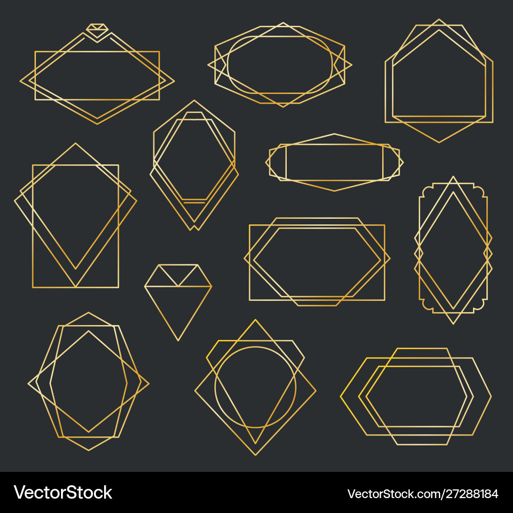Golden Polygonal Frames Set Royalty Free Vector Image