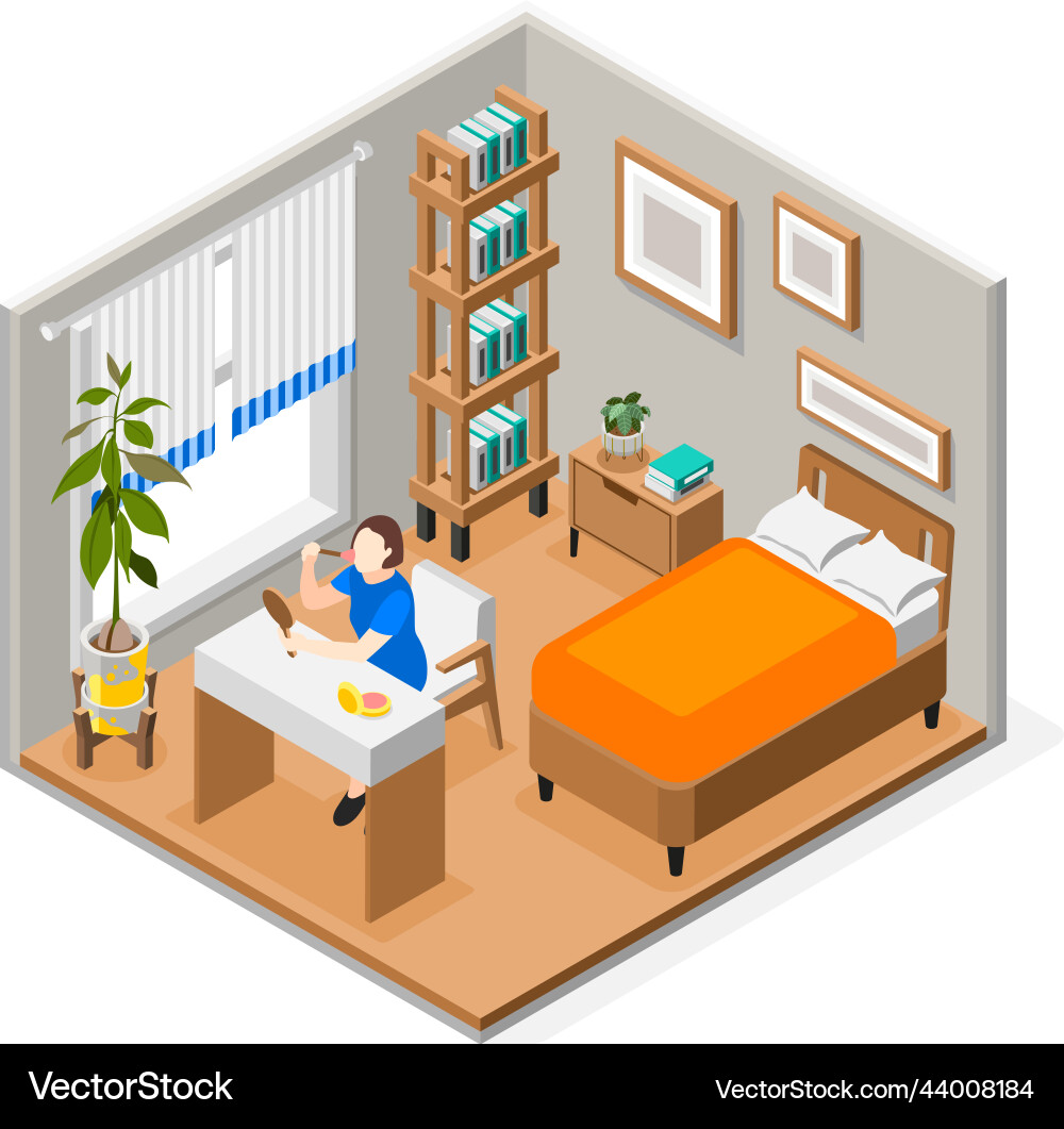 People morning routine isometric composition Vector Image