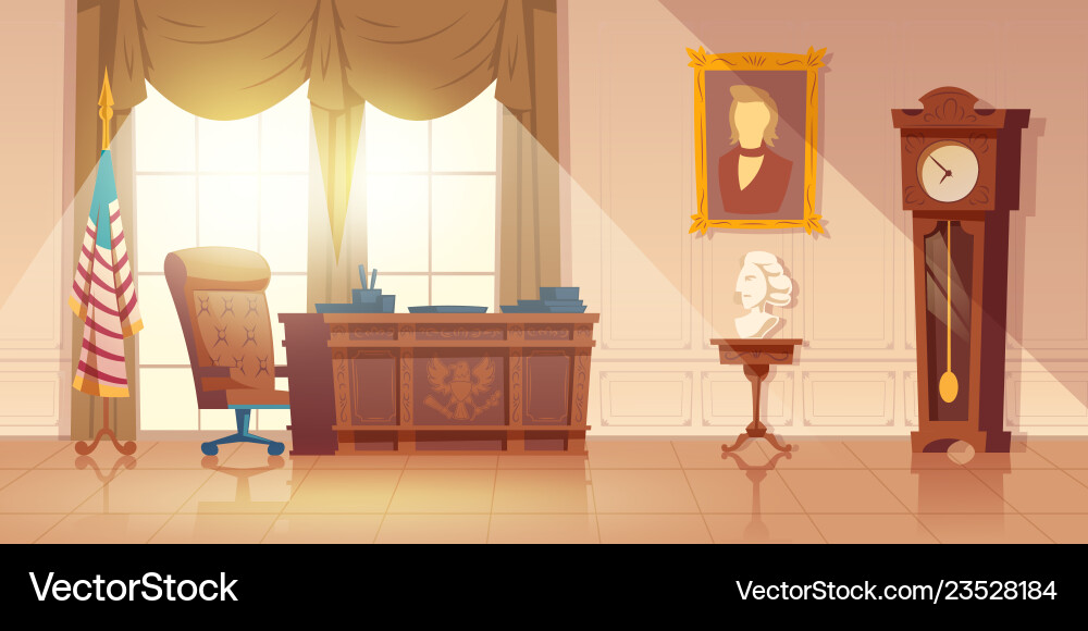 Us president office interior cartoon Royalty Free Vector
