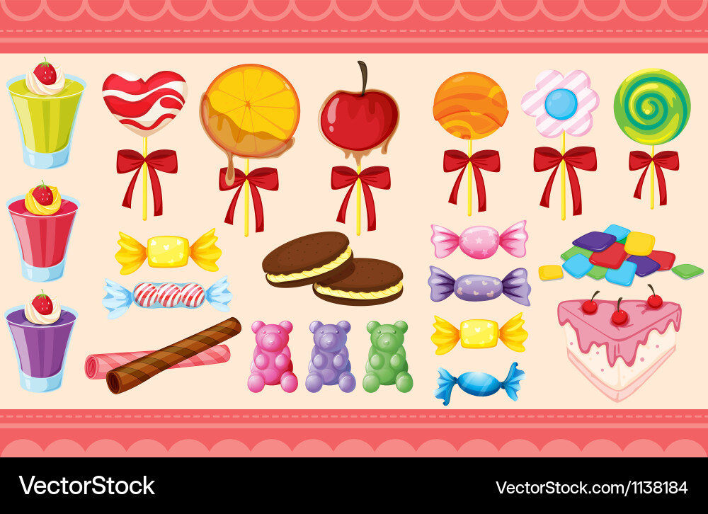 Various sweets and wallpaper Royalty Free Vector Image