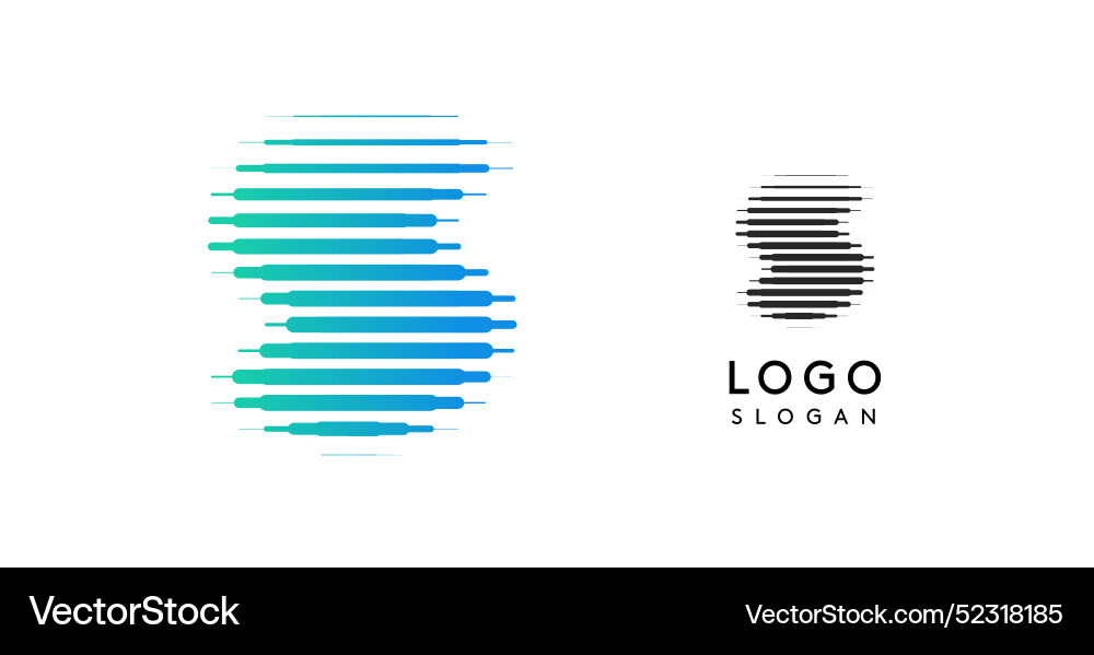 Abstract wide letter s logo with horizontal Vector Image