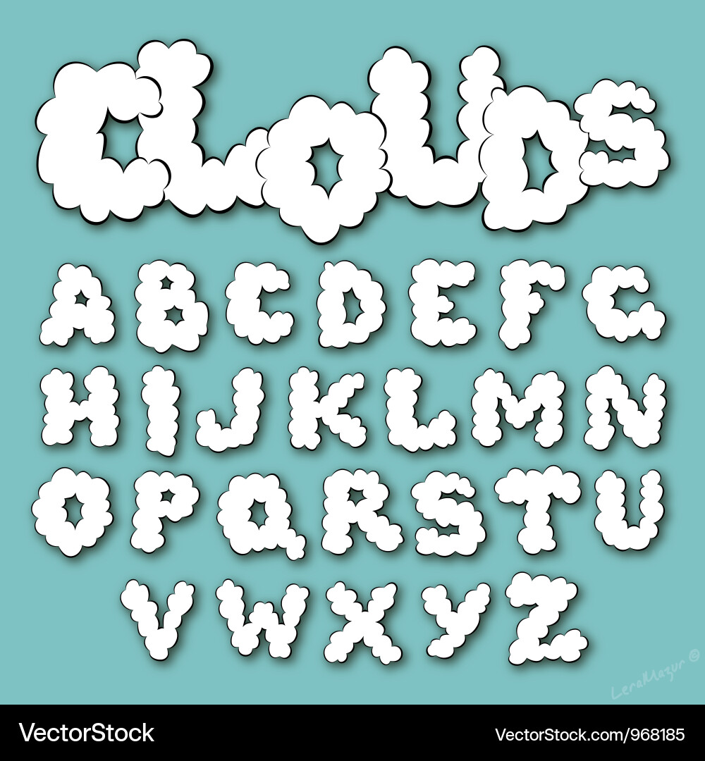 Clouds font Royalty Free Vector Image - VectorStock