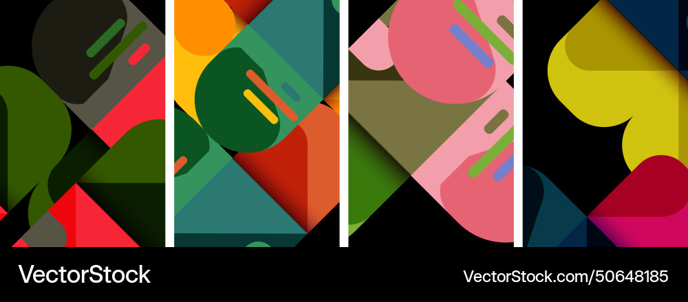 Geometric colorful poster backgrounds with squares