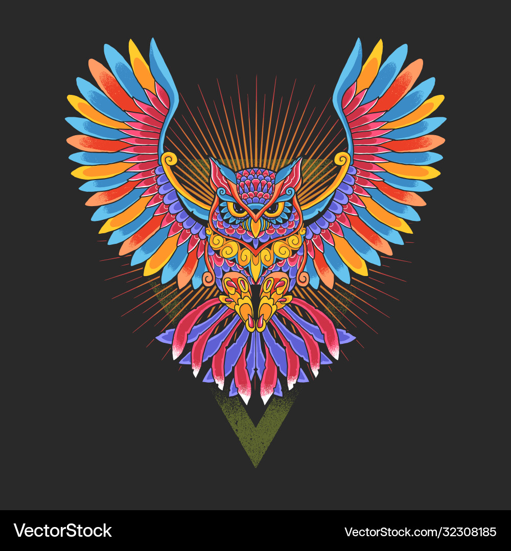 Owl colorful ornamental Royalty Free Vector Image