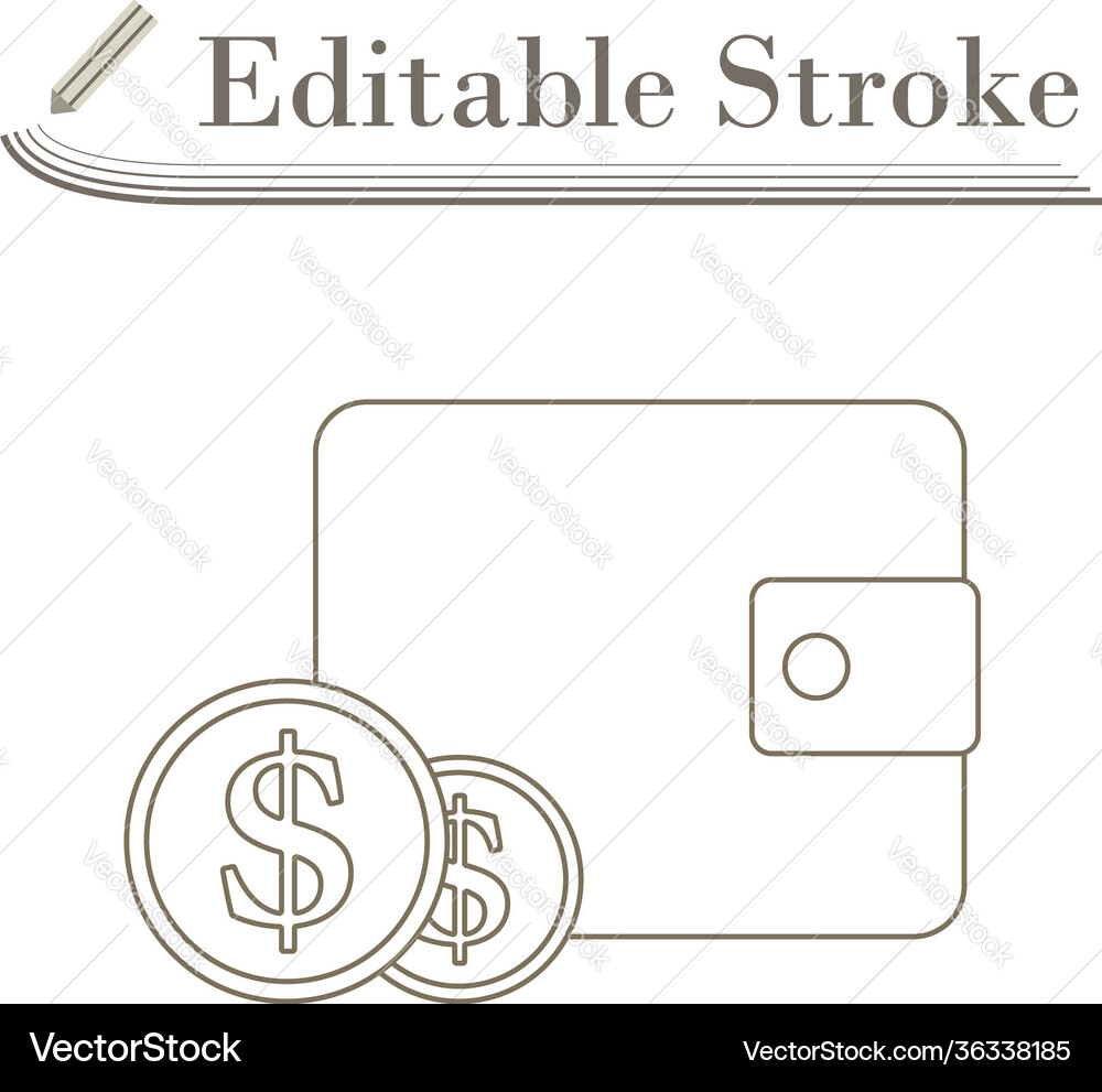 Two golden coins in front purse icon Royalty Free Vector