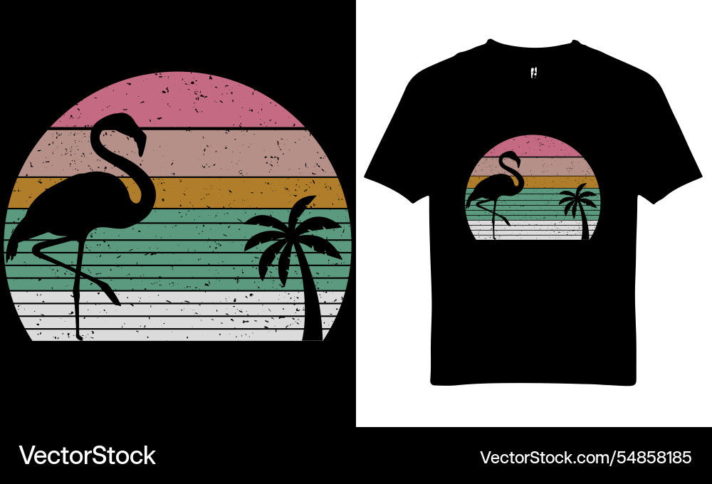 Vintage retro flamingo Royalty Free Vector Image