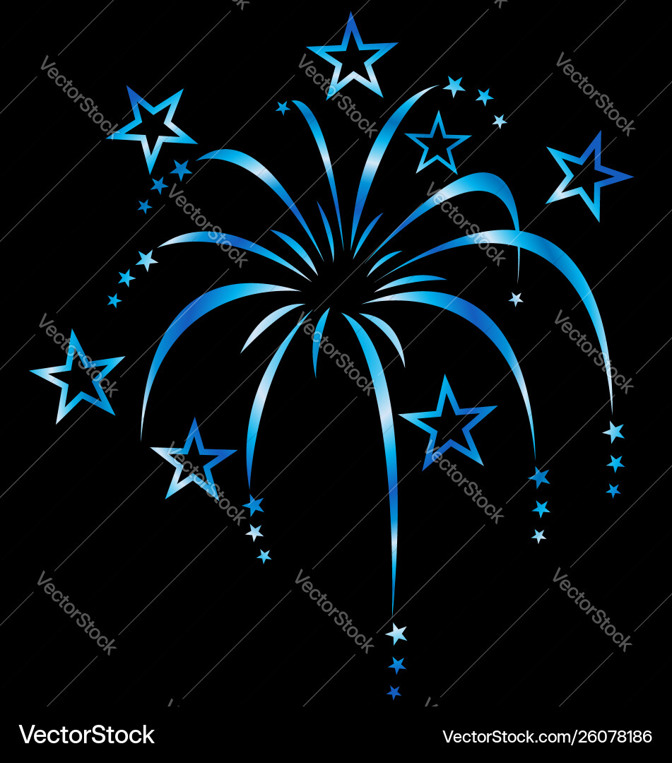 Blue stylized fireworks Royalty Free Vector Image