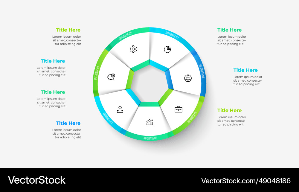 Circle element is divided into 7 parts business Vector Image