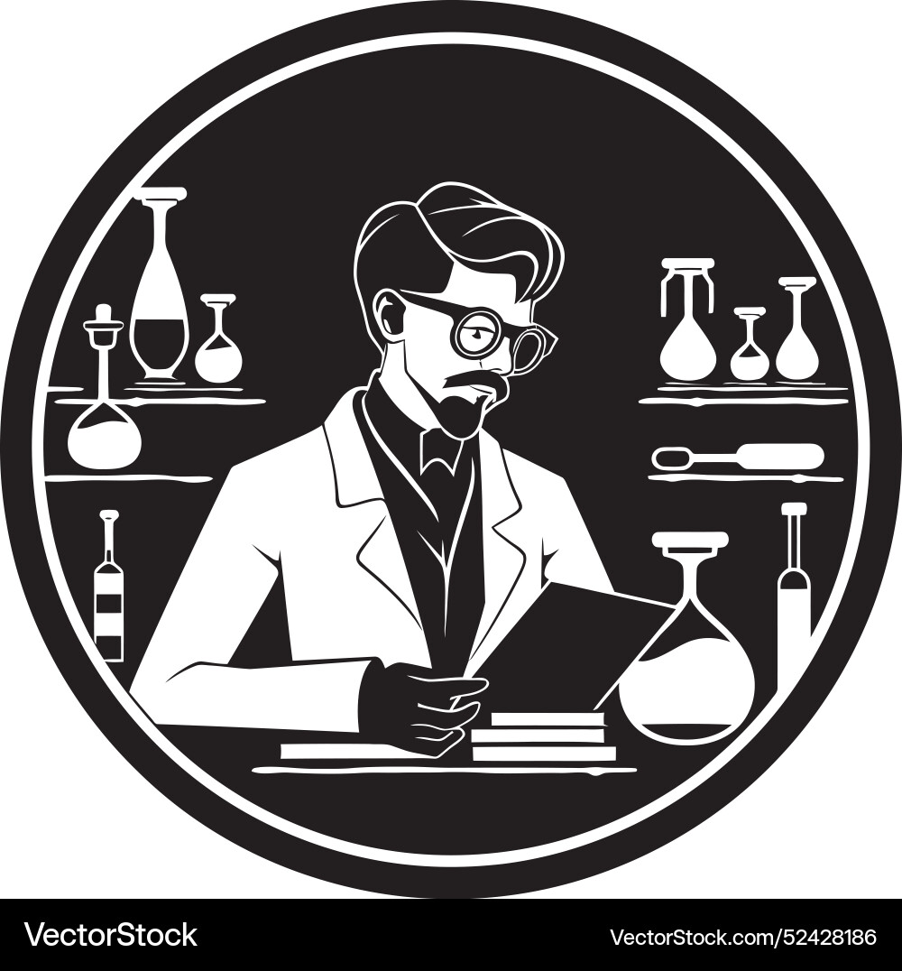 Graphic depiction laboratory technician Royalty Free Vector