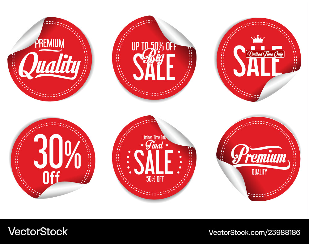 Paper sale stickers collection Royalty Free Vector Image