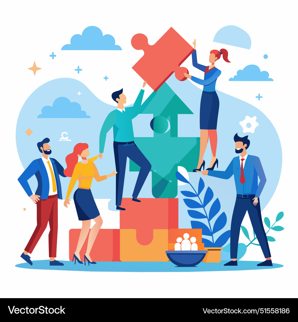 Team collaboration for success teamwork Royalty Free Vector
