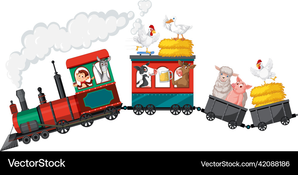 Train riding with many animals Royalty Free Vector Image