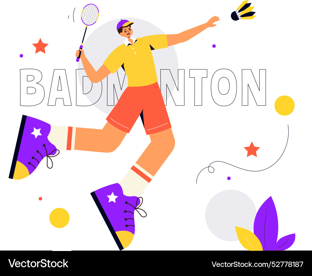 A badminton player with a shuttle and racket on Vector Image