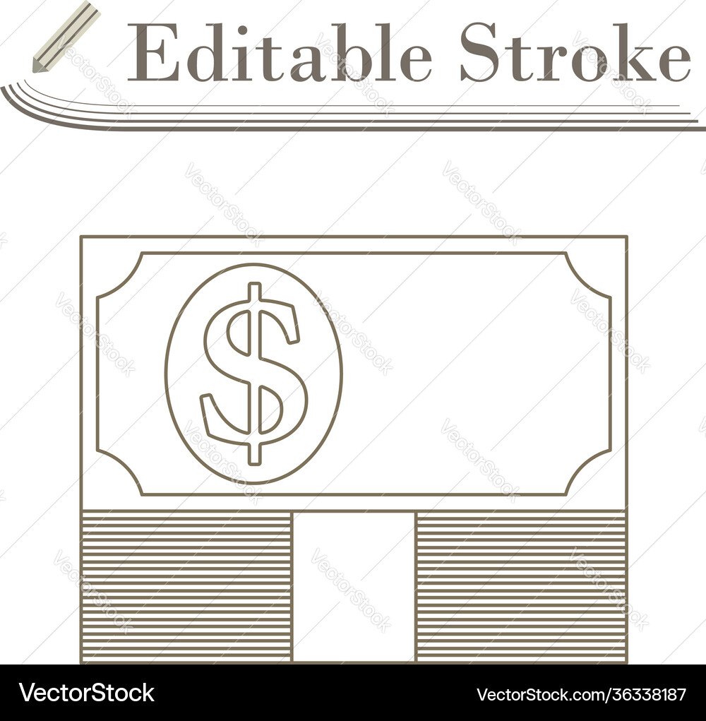 Banknote on top money stack icon Royalty Free Vector Image