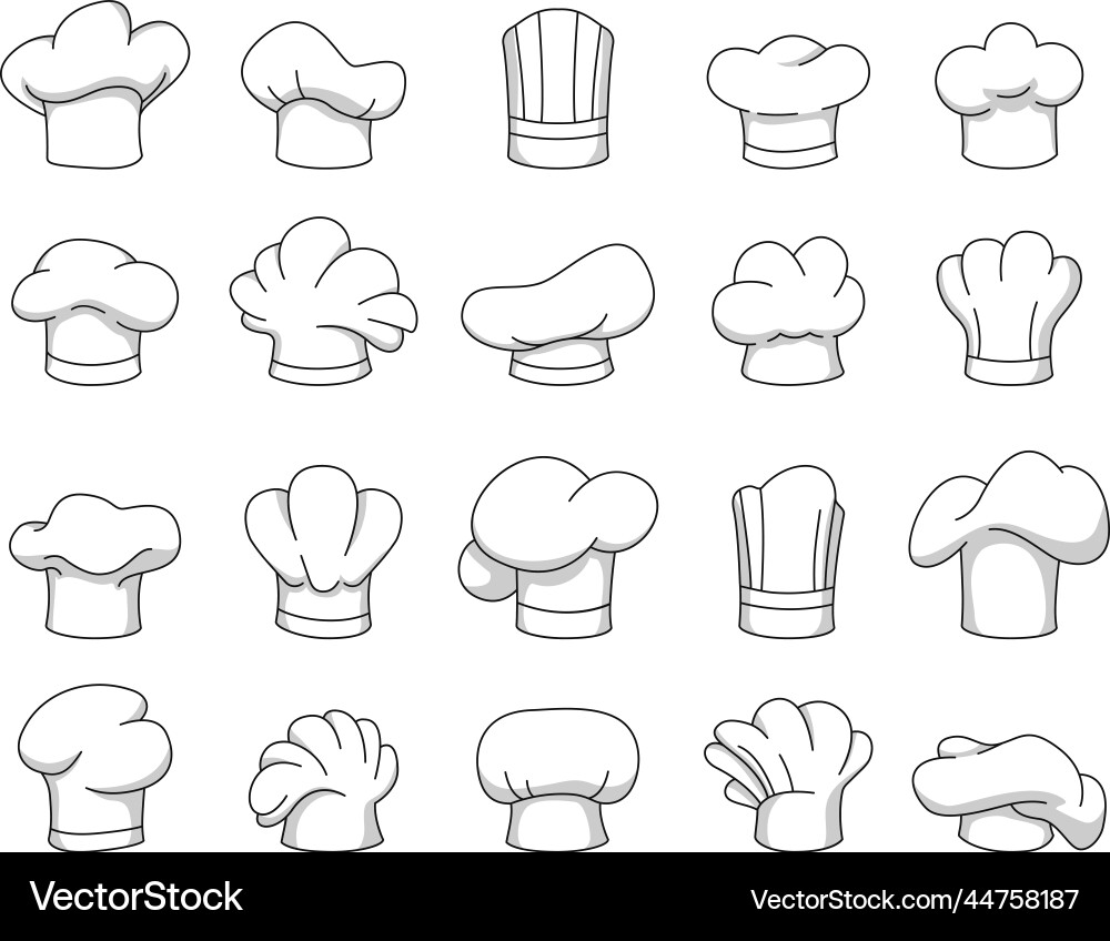 Cartoon chefs hats professional cooker cap Vector Image