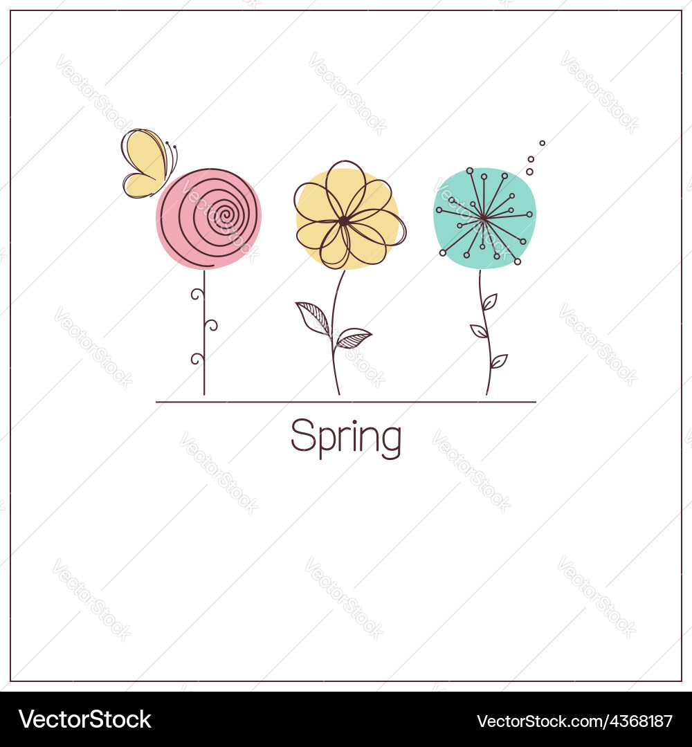 Doodle flowers Royalty Free Vector Image - VectorStock