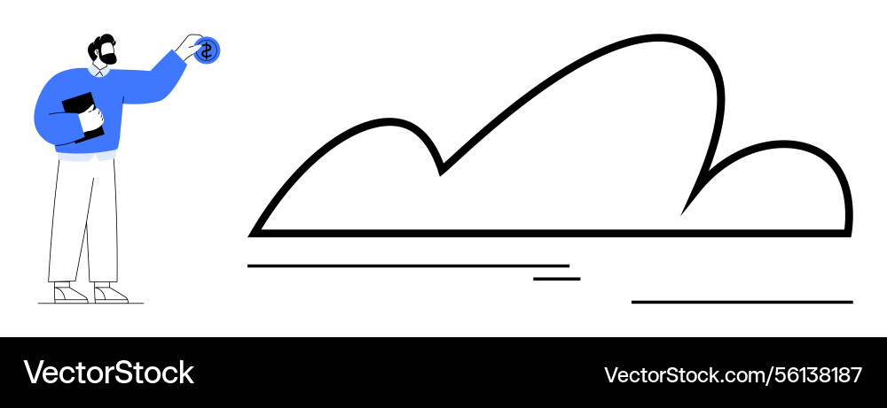 Man uploading data to cloud storage using a device