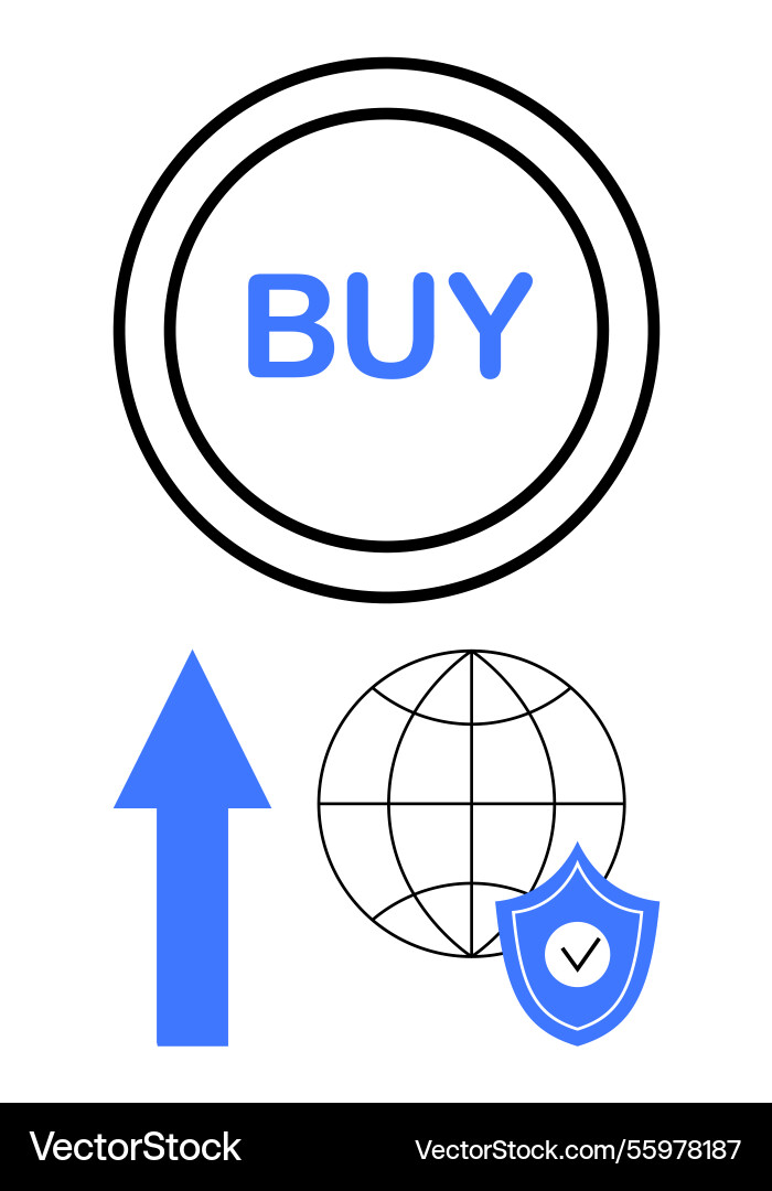 Online purchase growth with safety and global Vector Image