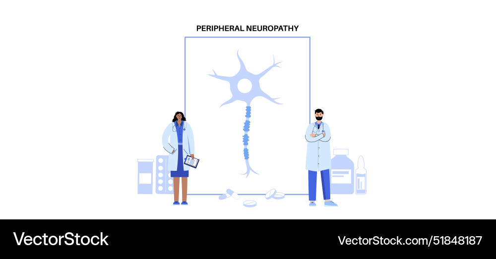 Peripheral neuropathy medical poster Royalty Free Vector