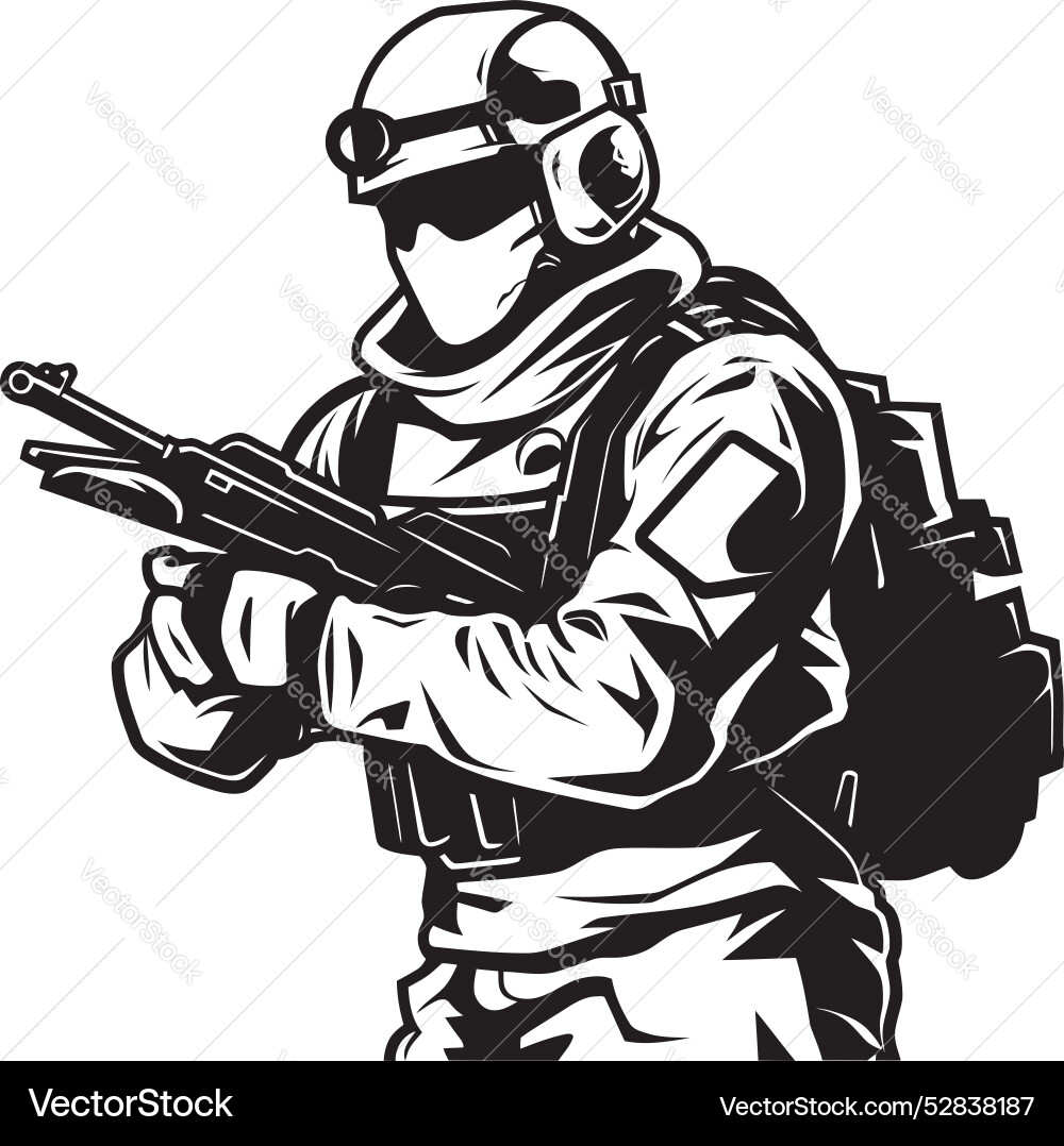 Tactical troop assault rifle symbol vigilant Vector Image