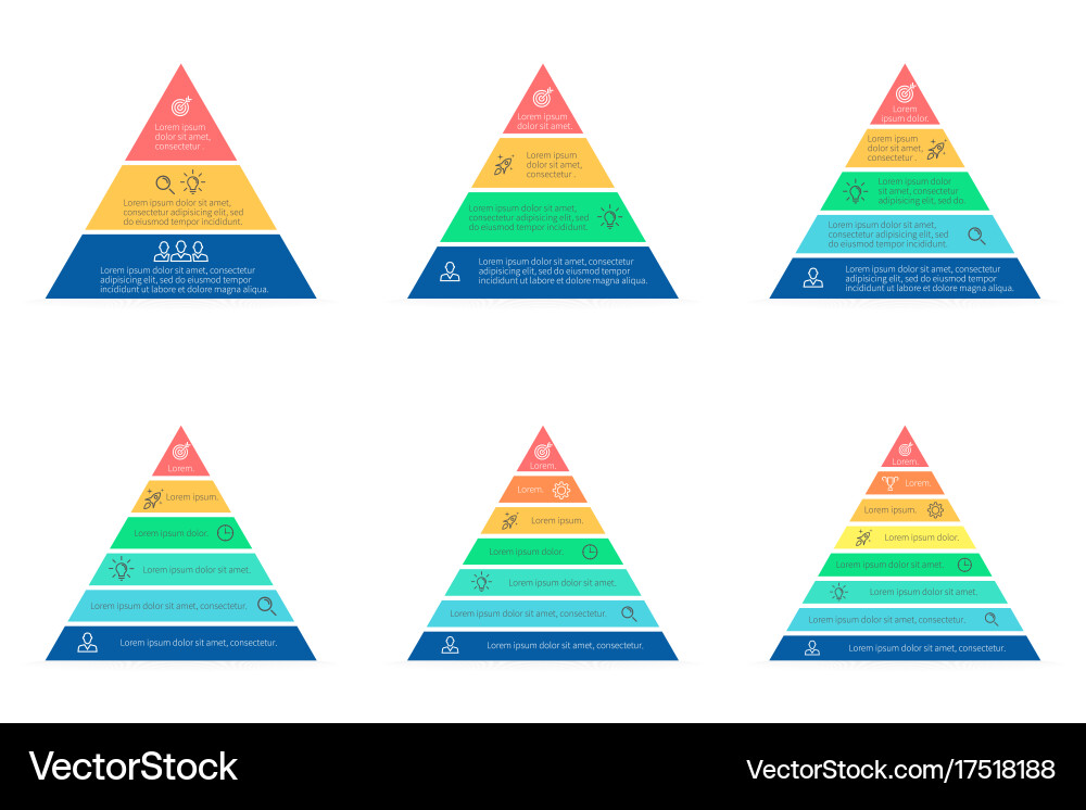 Business infographics triangle pyramid with 3 4 Vector Image