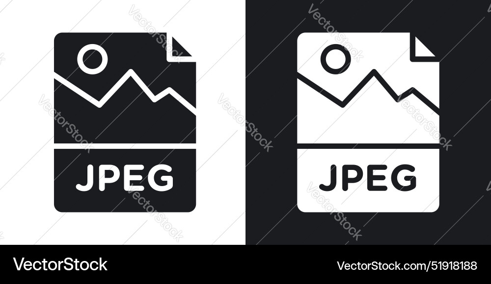 Jpg icon set in solid black and white color Vector Image