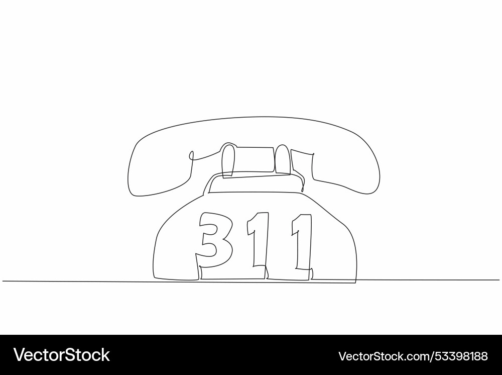 Single continuous line drawing retro telephone Vector Image