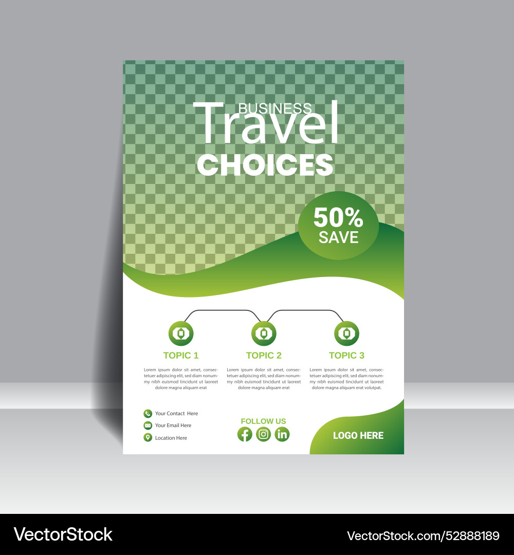Business travel choice creative flyer Royalty Free Vector