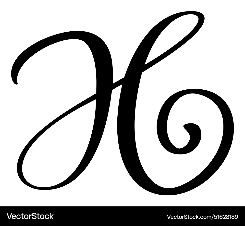 Calligraphy hand drawn letter h drop cap Vector Image