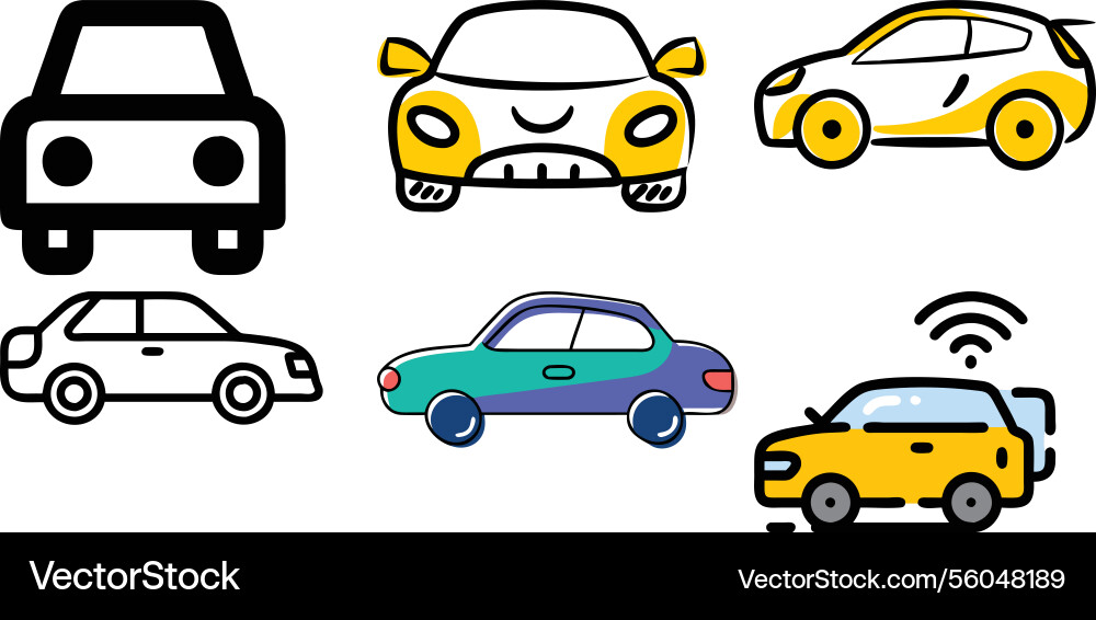 Car icon art bundle image set Royalty Free Vector Image