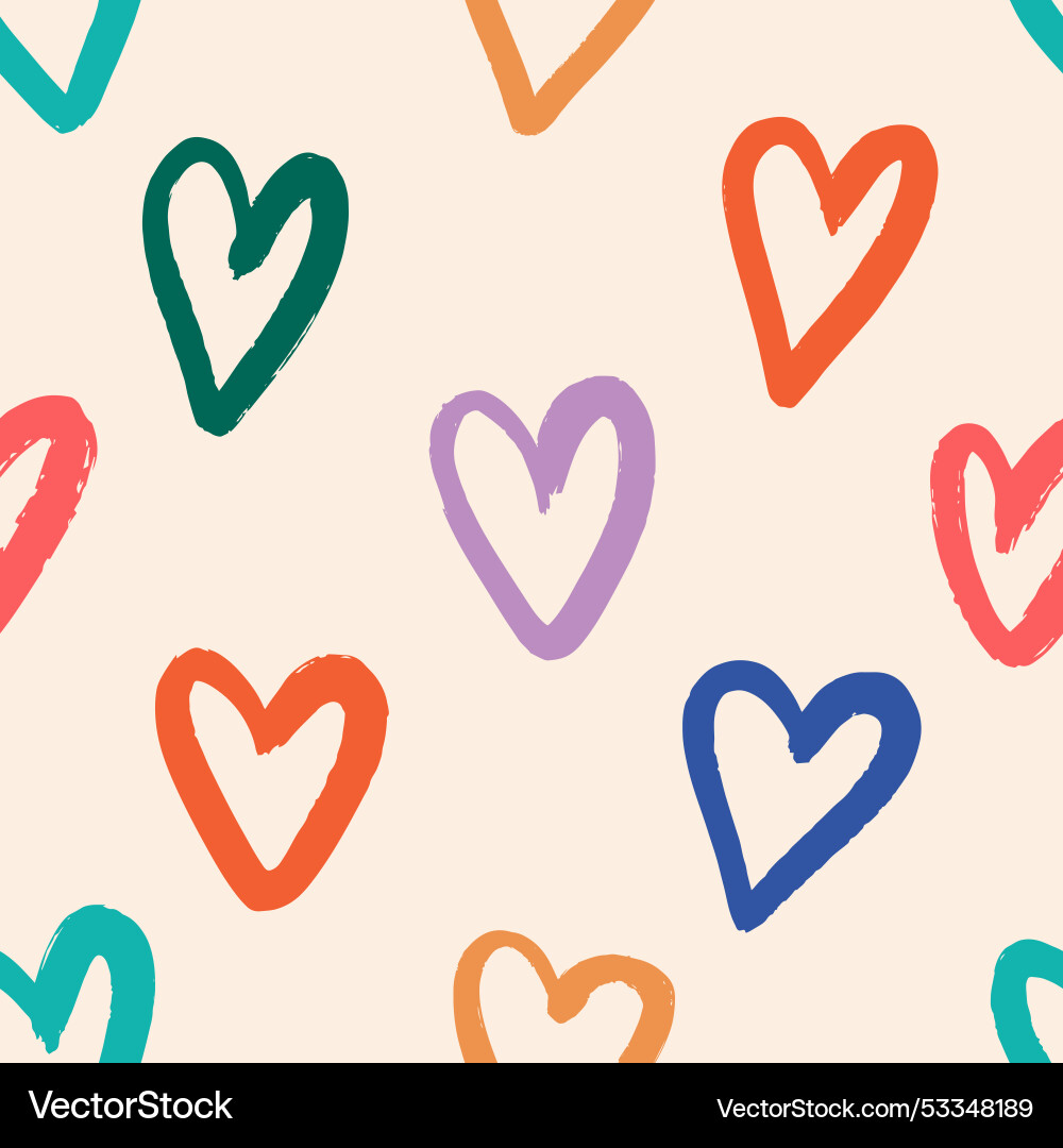 Colorful Heart Doodle Pattern Royalty Free Vector Image