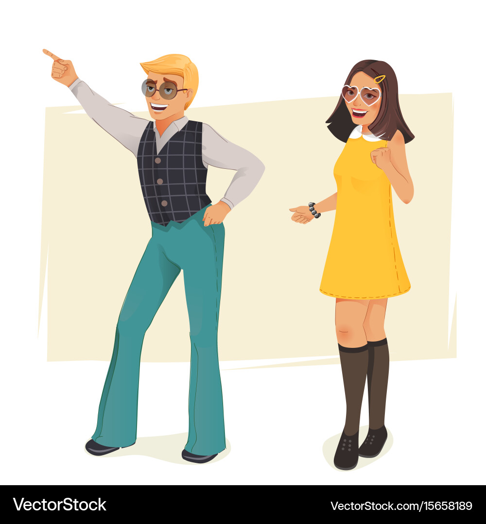 Dancing people in retro style Royalty Free Vector Image
