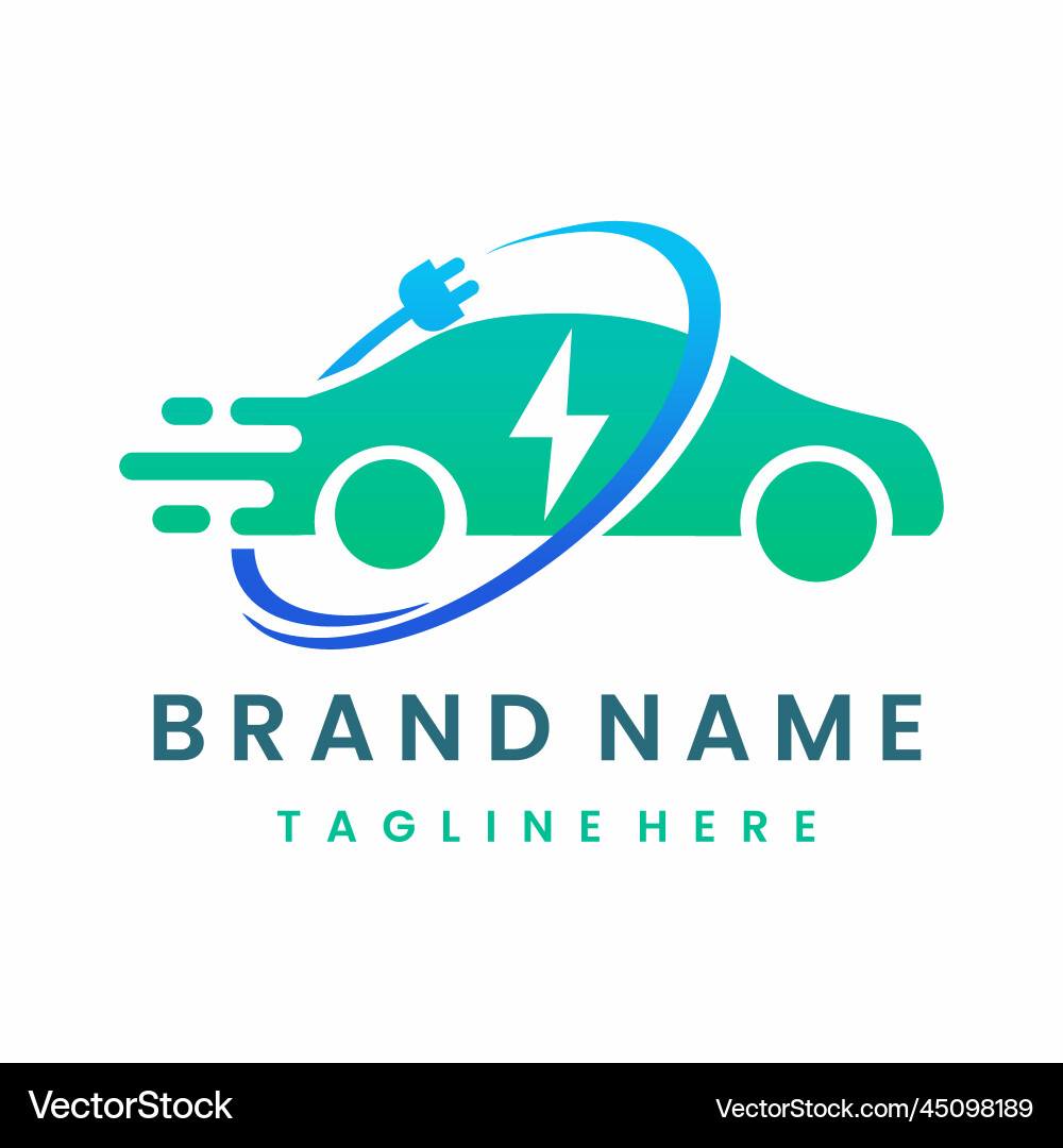 Fast electric vehicle car charge logo design Vector Image