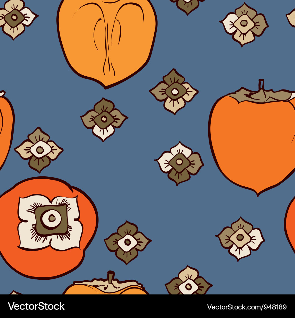 Persimmon seamless pattern Royalty Free Vector Image