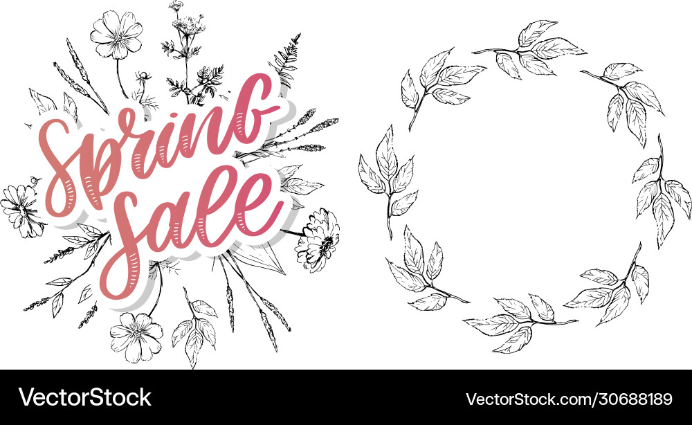Spring sale word letters made flowers Royalty Free Vector