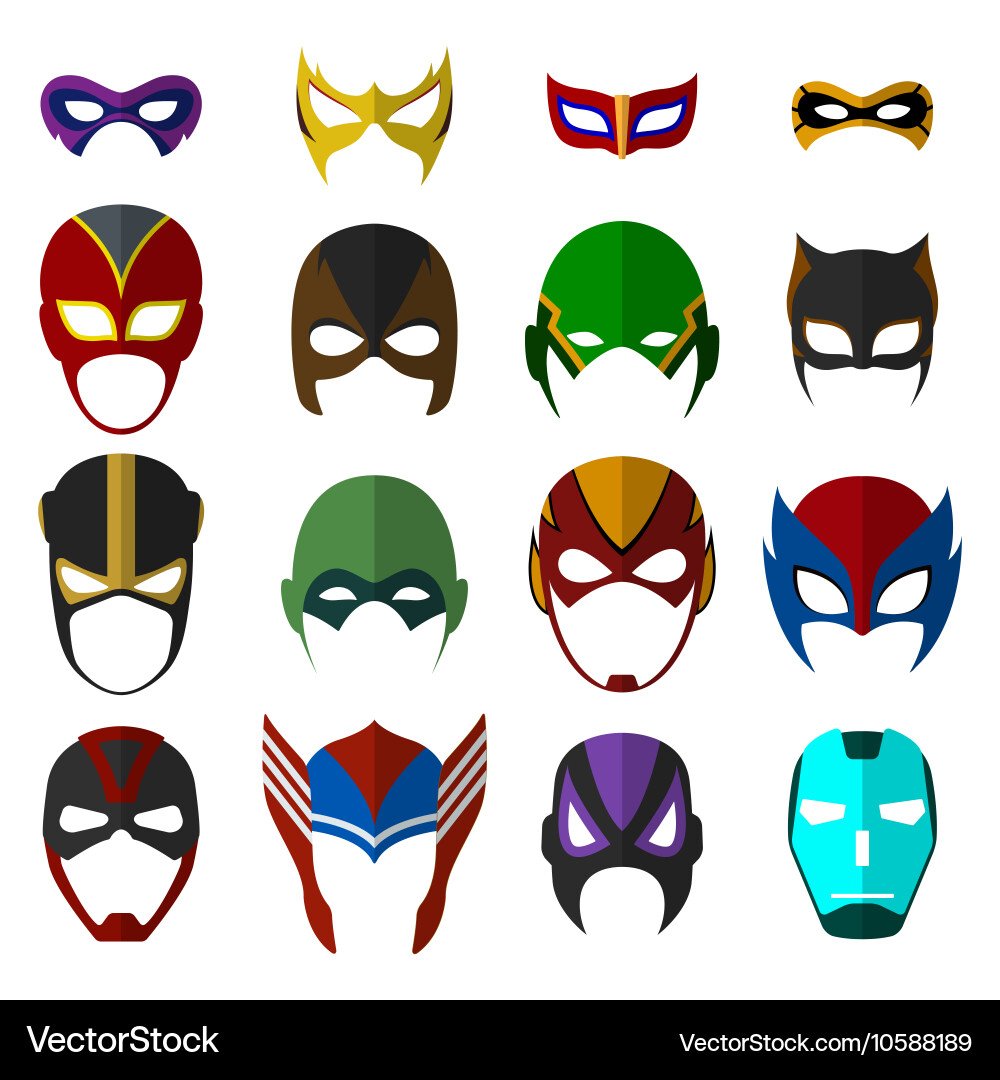 Super hero masks set Royalty Free Vector Image