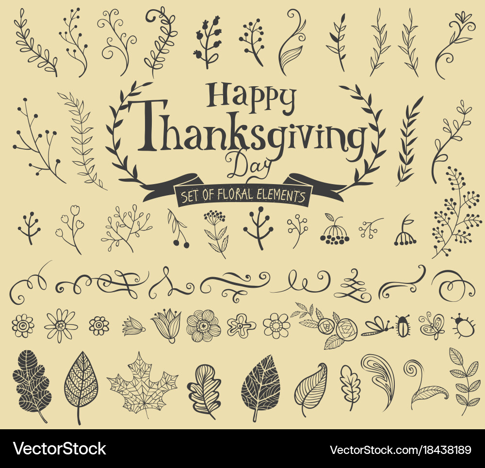 Thanksgiving design elements Royalty Free Vector Image