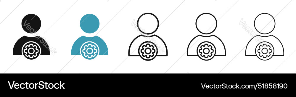Admin icon set in black and blue colors Royalty Free Vector