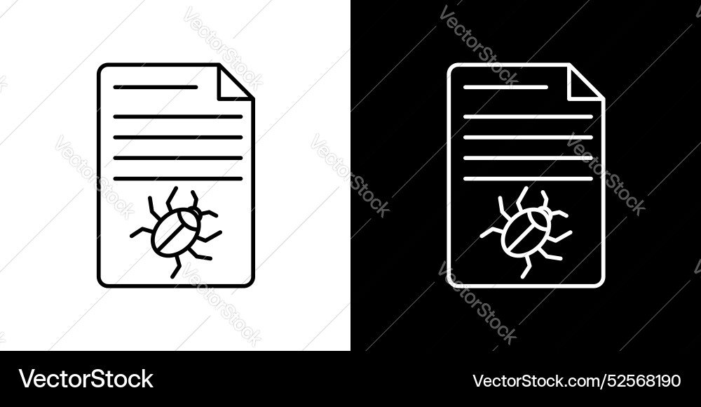 Bug report icon set on white background Royalty Free Vector