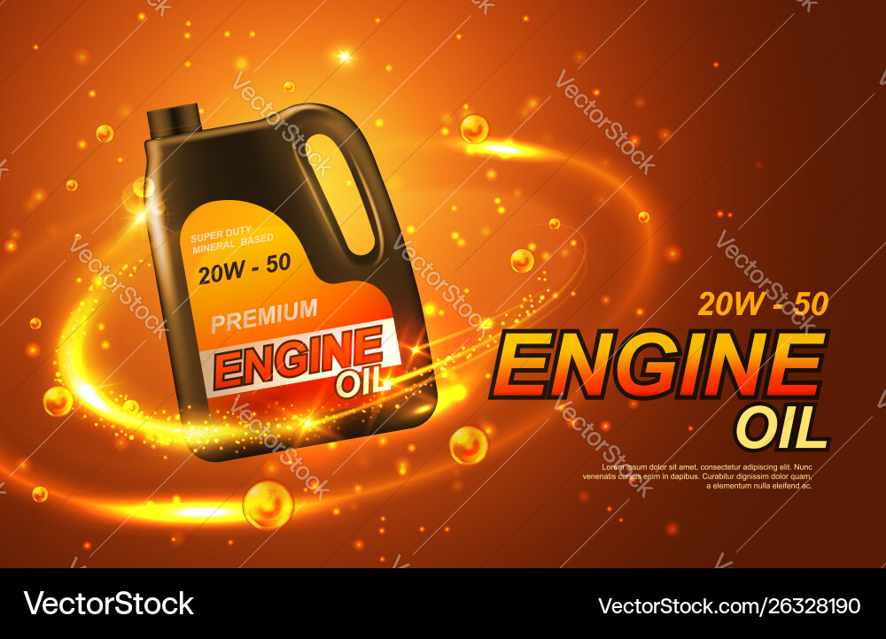 Car engine oil golden splash and drops Royalty Free Vector