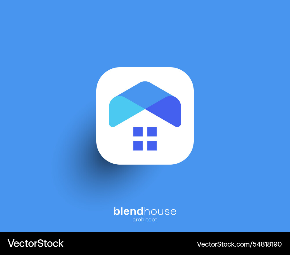 Colorful blending blue house logo Royalty Free Vector Image