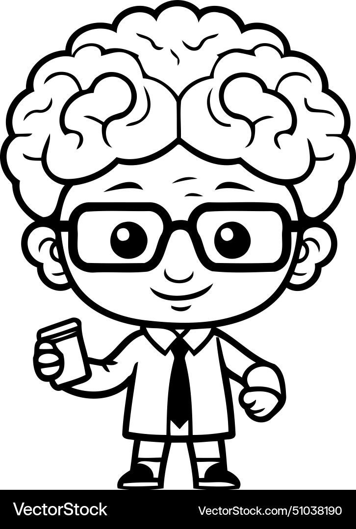 Cute cartoon scientist character Royalty Free Vector Image