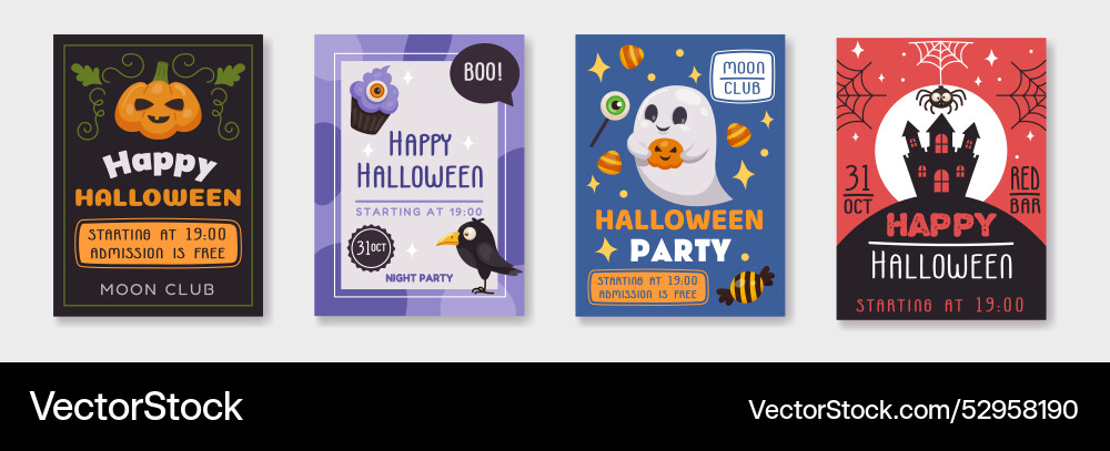 Halloween poster ghost hold candy Royalty Free Vector Image
