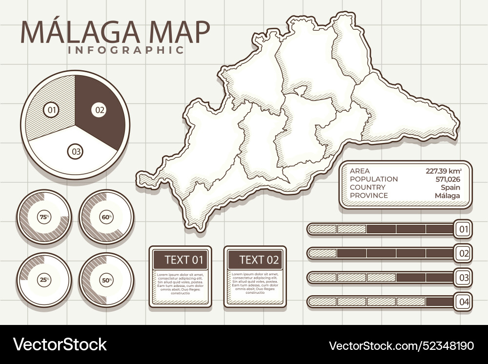 Hand drawn mlaga map Royalty Free Vector Image